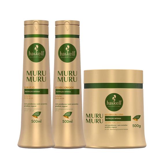 Kit Haskell Murumuru Shampoo 500ml + Condicionador 500ml + máscara 500g - Kit Shampoo e ...