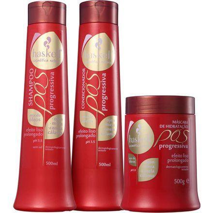 Kit Haskell Pós Progressiva 500ml Completo Xampu Cond Másc - Pós Progressiva para Cabelo ...