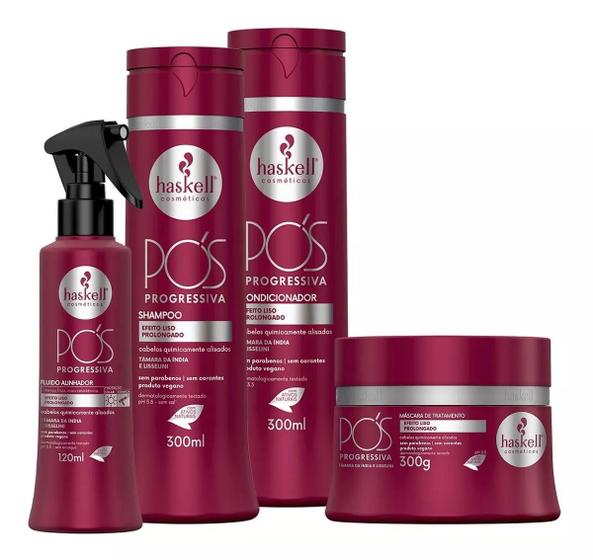 Kit Haskell Pós Progressiva e Alisamentos 4 Itens P 300ml Completo - Pós Progressiva para Cabelo ...