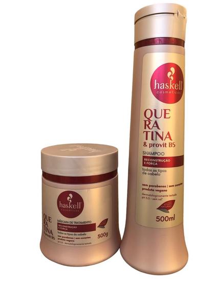 Kit Haskell Queratina Shampoo 500ML + 1 Mascara 500ML - Kit de Tratamento para Cabelos ...