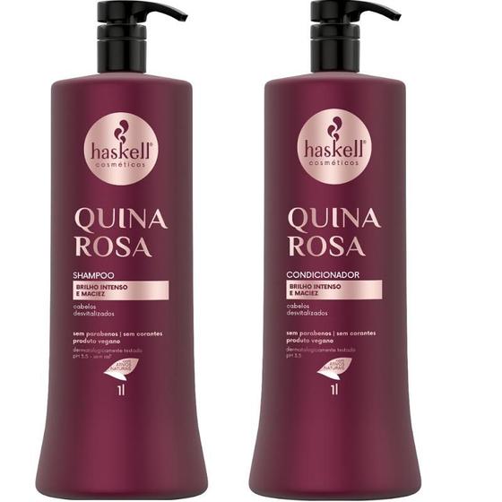 Kit Haskell Quina Rosa Shampoo 1 Litro + 1 Condicionador 1 Litro - Kit Shampoo e Condicionador ...