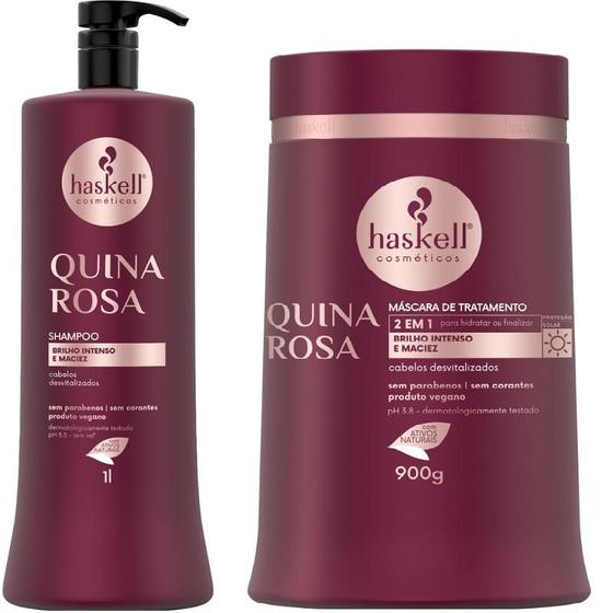 Kit Haskell Quina Rosa Shampoo 1 Litro + 1 Mascara 900ML - Kit de Tratamento para Cabelos ...