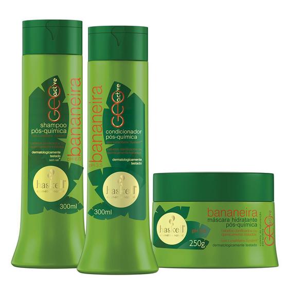 Kit Haskell Shampoo Creme Masc Pós Quimica Bananeira 300Ml - Kit de Tratamento para Cabelos ...