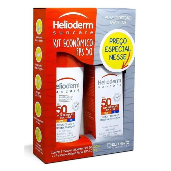 Kit Helioderm Protetor Solar FPS 50 200ml+Facial 50g - Kley Hertz ...