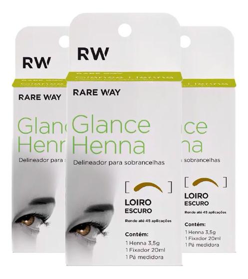 Kit Henna Glance Profissional 3un Loiro Escuro 3,5g - Tinta e Henna ...