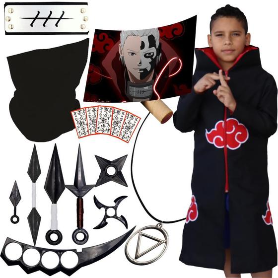 Kit Hidan Manto Akatsuki Infantil + 11 Itens Exclusivos - Naruto ...