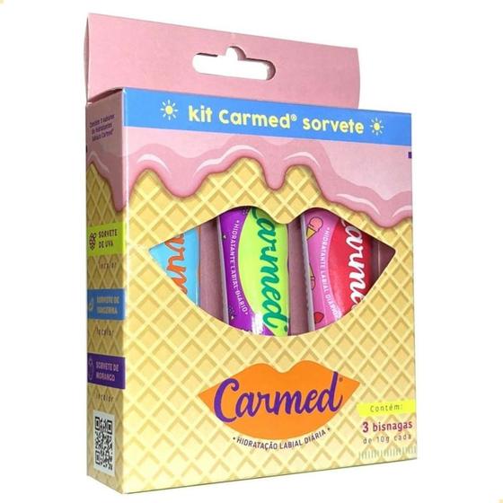 Kit Hidratante Labial Carmed Sorvete Sabores Sortidos 3 Unidades de 10g cada - Hidratante Labial ...