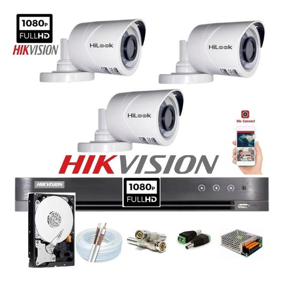 Kit Hikvision 3 Cam Fullhd Ir 20m Dvr 4ch 7204hqhi C/ Hd - Gravador de ...