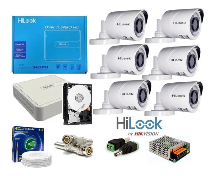 Kit Hikvision 6 Cam Ir 20m 1mp Hilook Dvr 8ch 108g-k1 C/ 500GB - Hilook By Hikvision - Gravador ...