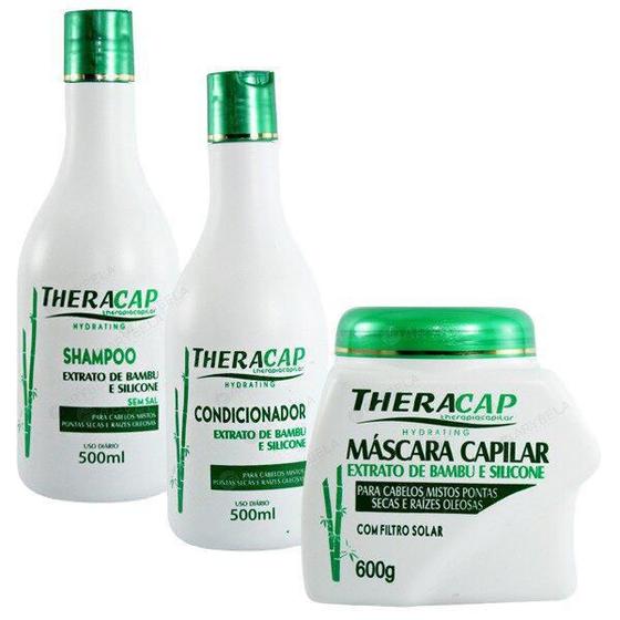 Kit Home Care Para Cabelos Mistos Extrato De Bambu Theracap - Kit de ...