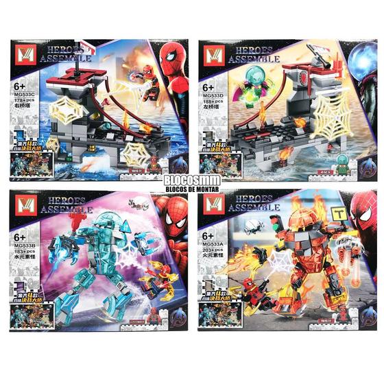 Kit Homem Aranha Longe de Casa Mysterio Elementais Ponte Heróis Filme ...