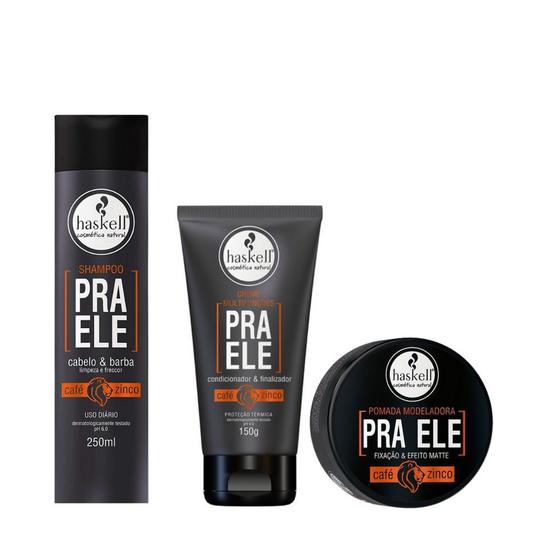 KIT HOMEM Haskell Pra Ele Shampoo Condicionador Pomada Cabelo E Barba ...