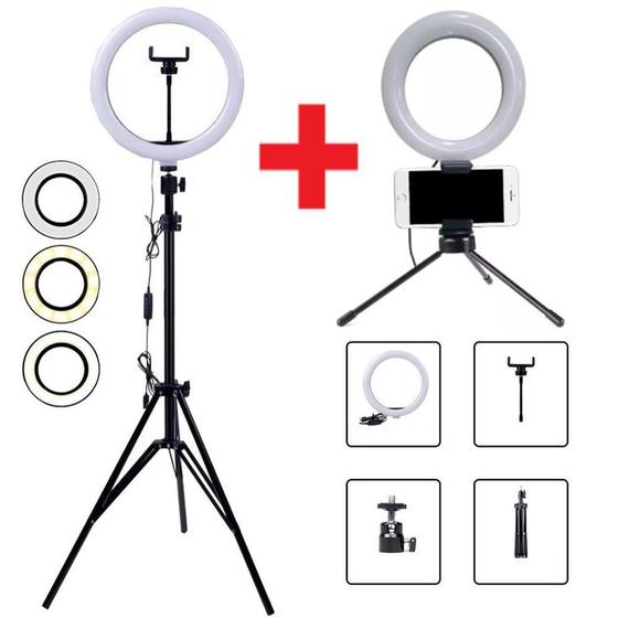 Kit Iluminação 1 Ring Light Professional 26cm com Suporte para Celular ...