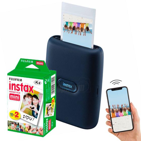 Kit Impressora Bluetooth Para Smartphone Instax Mini Link Azul + 20 ...
