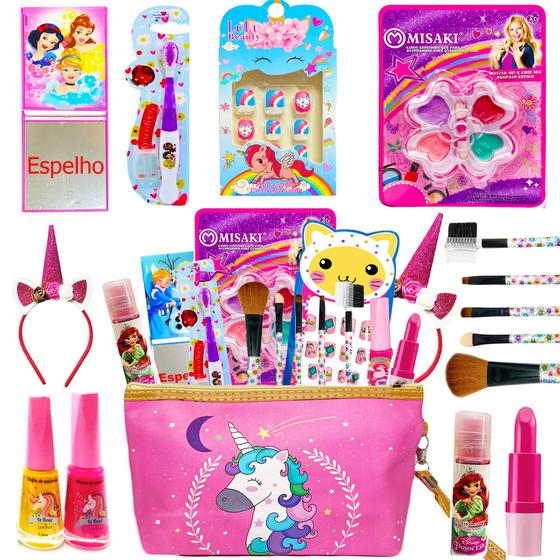Kit Infantil C/ Maquiagem Maleta + Batom Brilho Esmalte - De Tudo ...