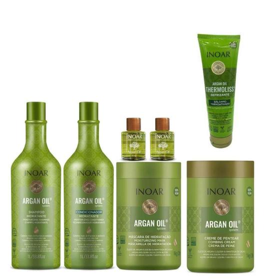Kit Inoar Argan Oil Sha+Cond+Másc+Creme+Thermoliss +Oil G - Kit de ...