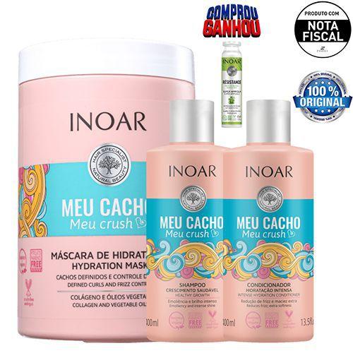 Kit Inoar Meu Cacho, Meu Crush Shampoo + Condicionador + Máscara 1Kg - Kit de Tratamento para ...