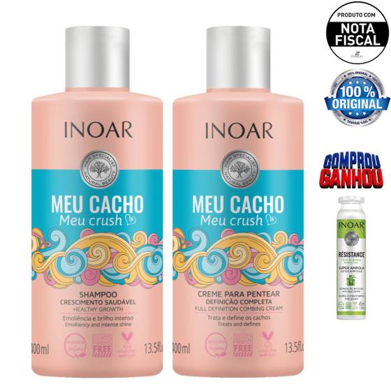 Kit Inoar Meu Cacho Meu Crush Shampoo + Creme de Pentear 400ml - Kit de Tratamento para Cabelos ...