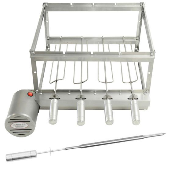 Kit Inox Churrasqueira Elétrica Bi Volts Giratória 4 Espetos - Brasa ...