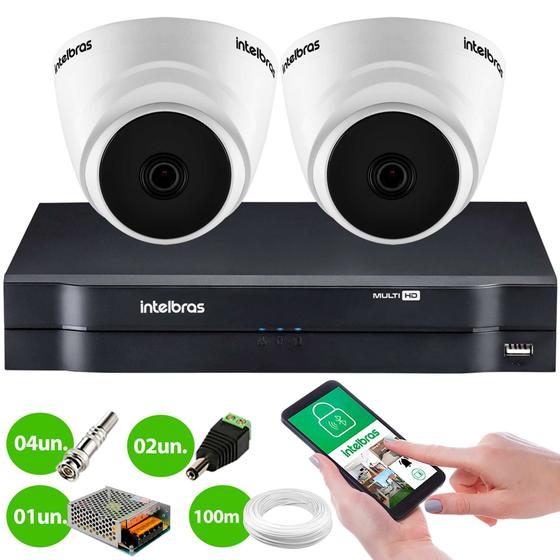 KIT Intelbras 2 Câmeras HD + DVR Intelbras 1104 + Acessórios + App ...