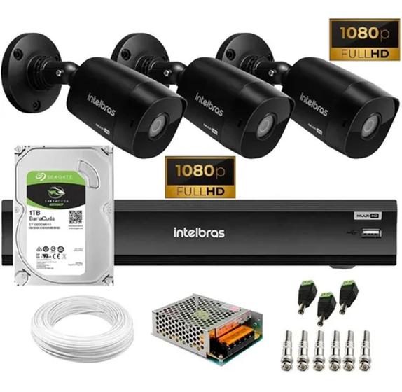 Kit Intelbras 3 Cam 1220b Black Full Hd Dvr Mhdx 3104 C/ 1tb - Gravador ...
