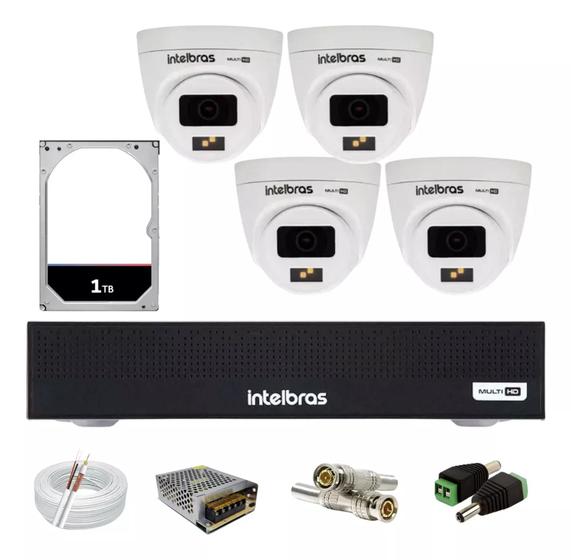 Kit Intelbras 4 Câmeras de Seguranca Vhd 1120d Full Color Dvr Mhdx 1004 ...