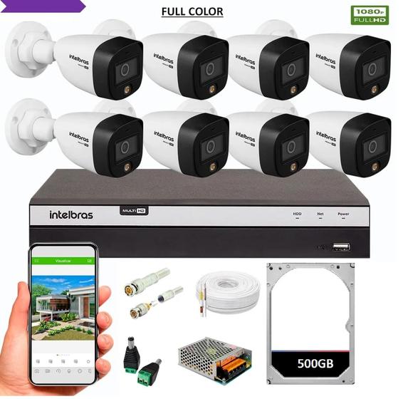 Kit Intelbras 8 Cameras Full Color 1220b Dvr Mhdx 3108 c/hd 500gb ...