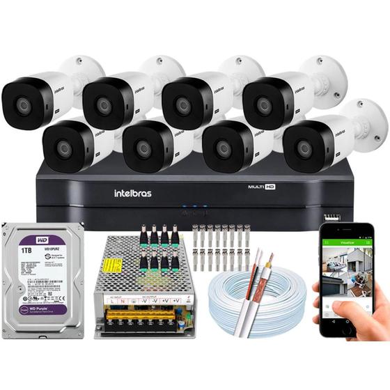 Kit Intelbras 8 Cameras Seguranca Vhl 1120b 8 Canais Purple - Câmera ...