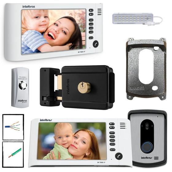 Kit Interfone Camera IV 7010HF Intelbras Extensão fechadura - Interfone ...