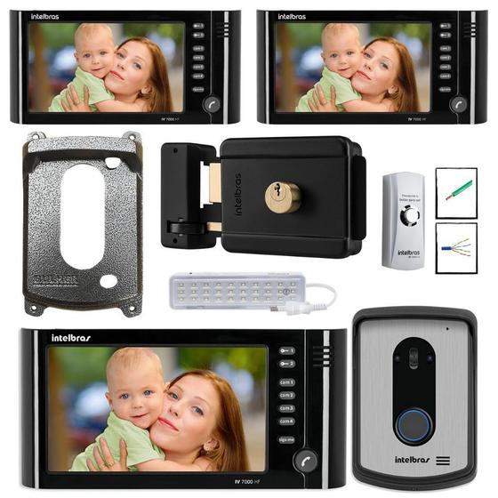 Kit Interfone Camera IV7010HF Intelbras 2 Extensão fechadura ...