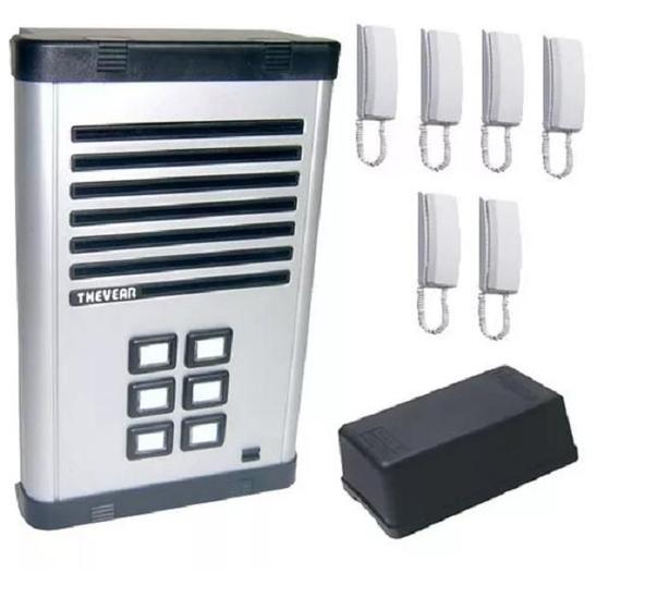Kit Interfone Coletivo 6 Pontos Thevear Completo Predial - Interfone e ...