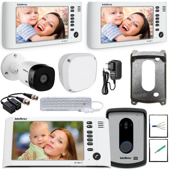 Kit Interfone IV 7010 HF Intelbras Camera Extra e 2 Extensão ...