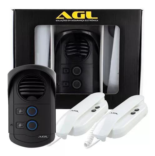 Kit Interfone Porteiro Eletrônico Slim Coletivo 2 Pontos Agl ...
