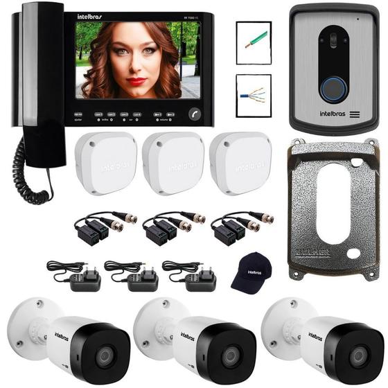 Kit Interfone Video IV 7010 HS Intelbras Com 3 Camera HD Top - Vídeo ...