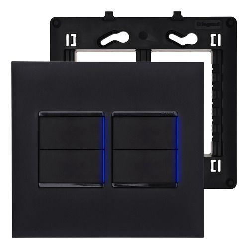 Kit Interruptor 4x4 Pial Plus 2 Simples 2 Paralelo Preto Led - Legrand ...