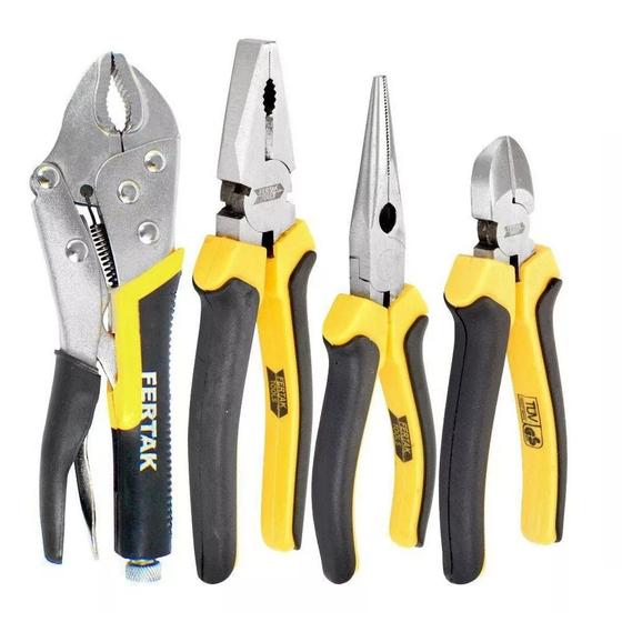 Kit Jogo 4 Alicates Utilidades Universal Corte Bico Pressão - Fertak ...