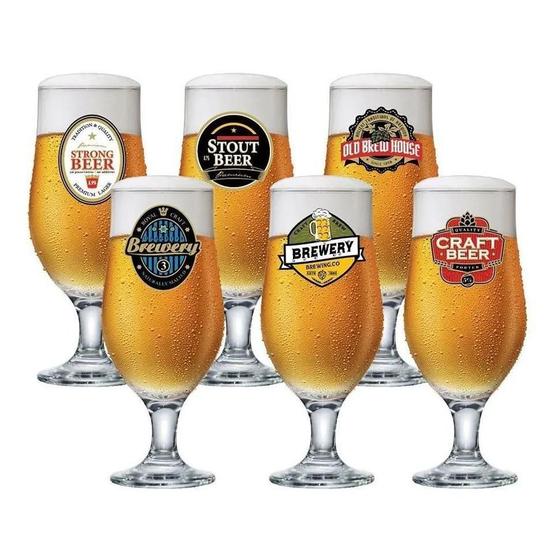 Kit Jogo 6 Copos De Cerveja Conjunto Taça Royal Beer 300Ml - Telas E ...