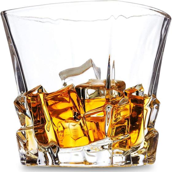 Kit Jogo 6 Copos De Vidro Whisky 300ml Quadrado Trabalhado Americano ...
