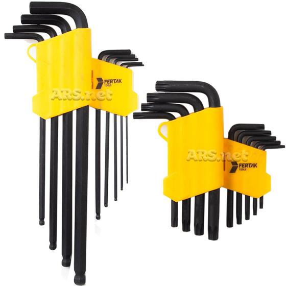 Kit Jogo Chave L Allen Hexagonal Longa Torx Torque 18 Peças - Fertak ...