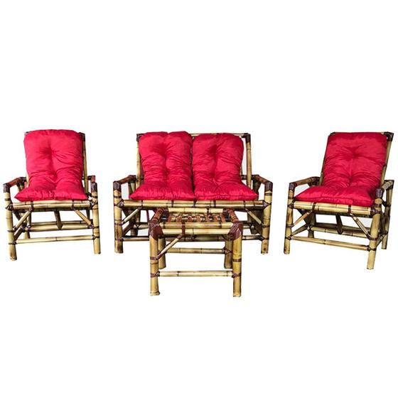 Kit Jogo Completo Sofá Bambu 4 Lugares Verão Várias Estampas - Compre - Móveis para Jardim e ...