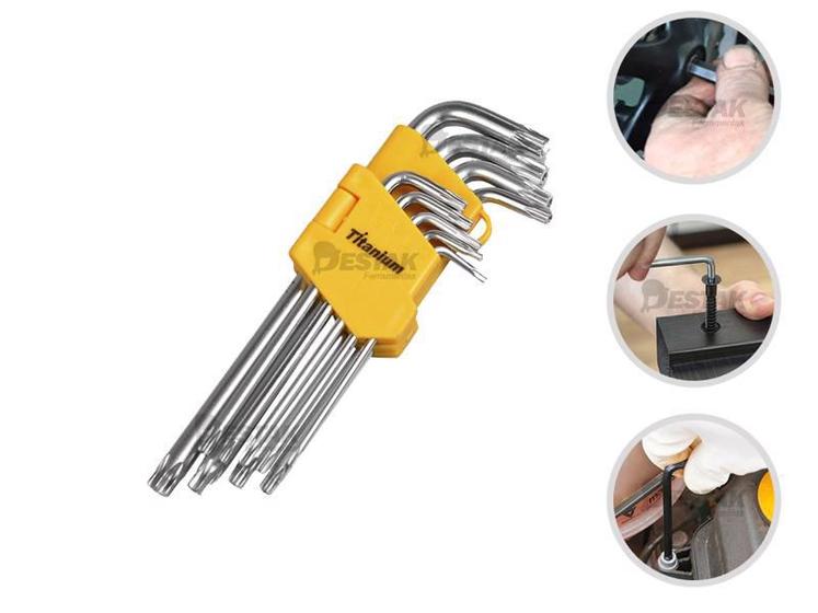Kit jogo conjunto chave torx t10 a t50 9 peças longo resistente ...