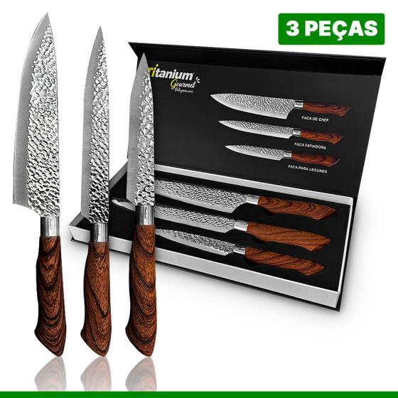 Kit Jogo de Facas de Cozinha Profissional Antiaderente 3 Peças ...