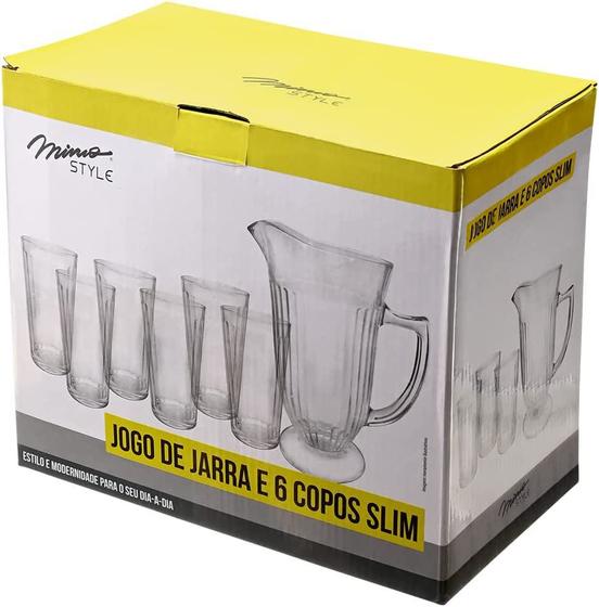 Kit Jogo de Jarra com 06 Copos Slim 1L Mimo Style - Conjunto de Jarra e ...
