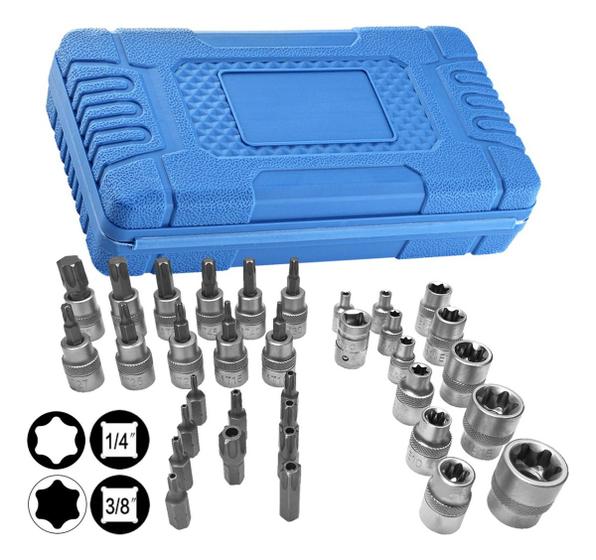 Kit Jogo De Soquete Pito Torx Estrela Macho E Fêmea 34 Peças - NM ...