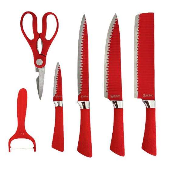 Kit Jogo Facas Aço Inox 6 peças Facas do Chef Coloridas Profissional ...