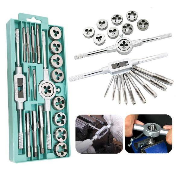 Kit Jogo Macho E Tarraxa Para Fazer Rosca + Maleta 20 Pc - lugatools ...