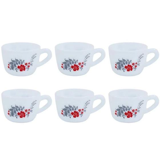 Kit Jogo Xícaras Vidro Branca Scarlet Chá Café 6 Peças 130ml - Fratelli ...