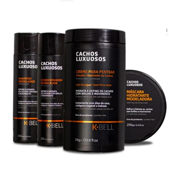 Kit K-Bell Cachos Luxuosos - Shampoo, Condicionador, Máscara e Creme de ...