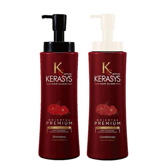 Kit Kerasys Oriental Premium Red Camellia Shampoo e condicionador 600 ...
