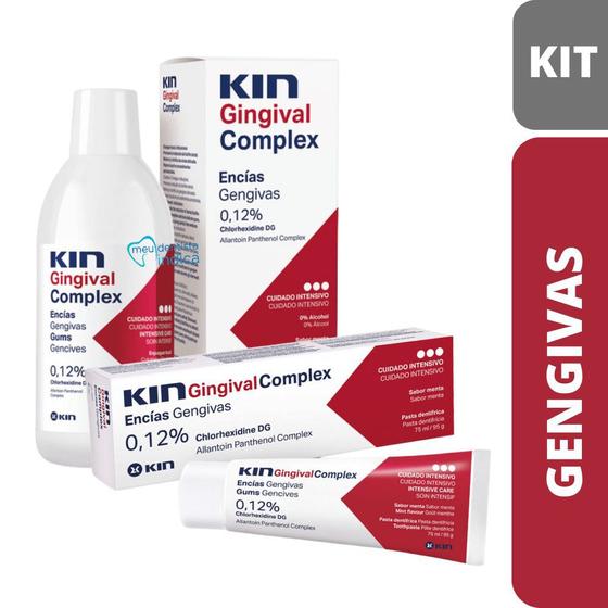 KIT KIN Gingival Complex Creme dental 90g + Enxaguatório 250ml ...